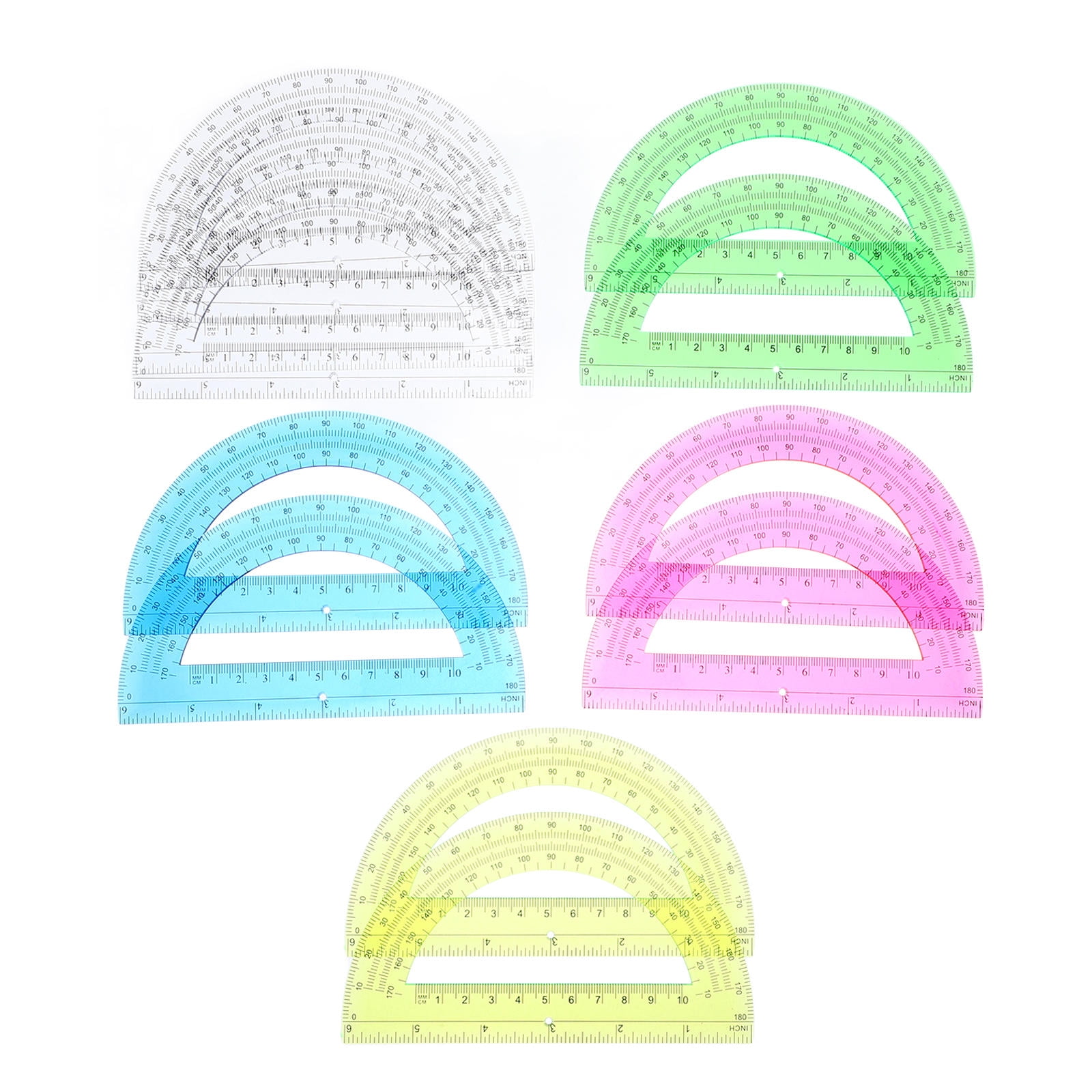 Masteelf 12pcs Large Semicircular 180 Degree Colorful Transparent ...