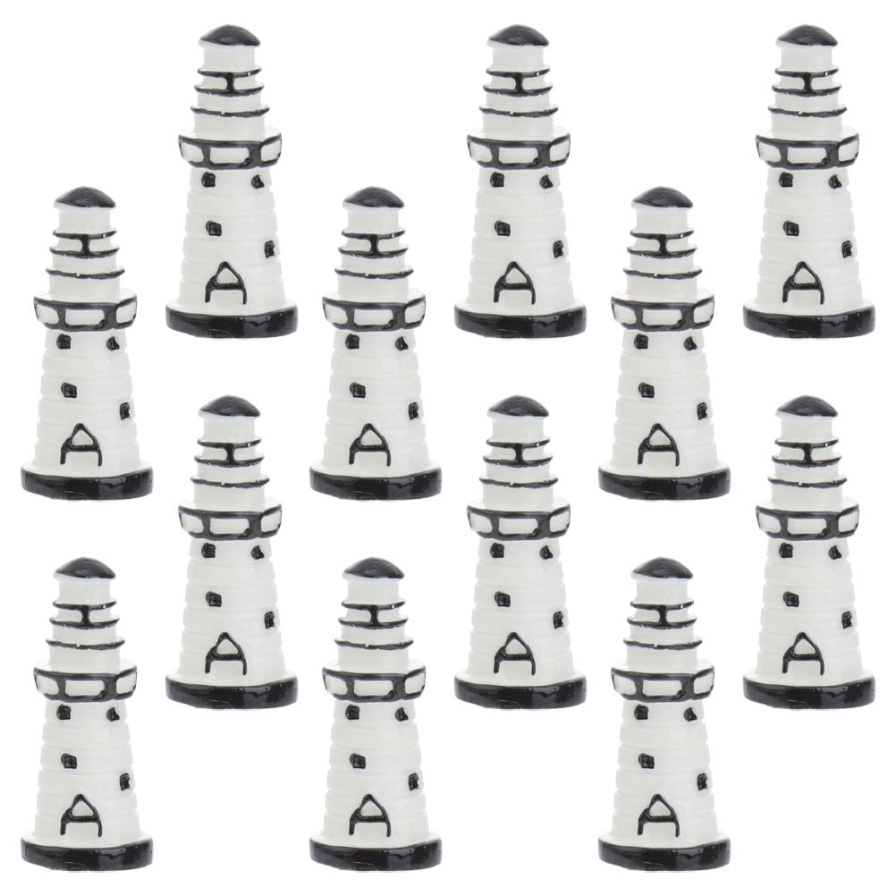 Masteelf 12pcs Mini Resin Lighthouse Miniature Nautical Lighthouse Cake ...