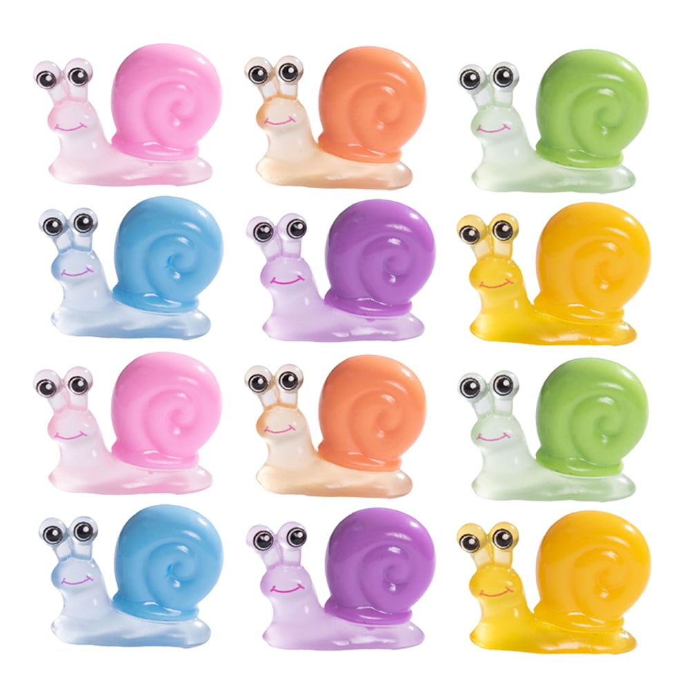 Masteelf 12pcs Snail Garden Statues Mini Snail Garden Ornaments Glow-in ...