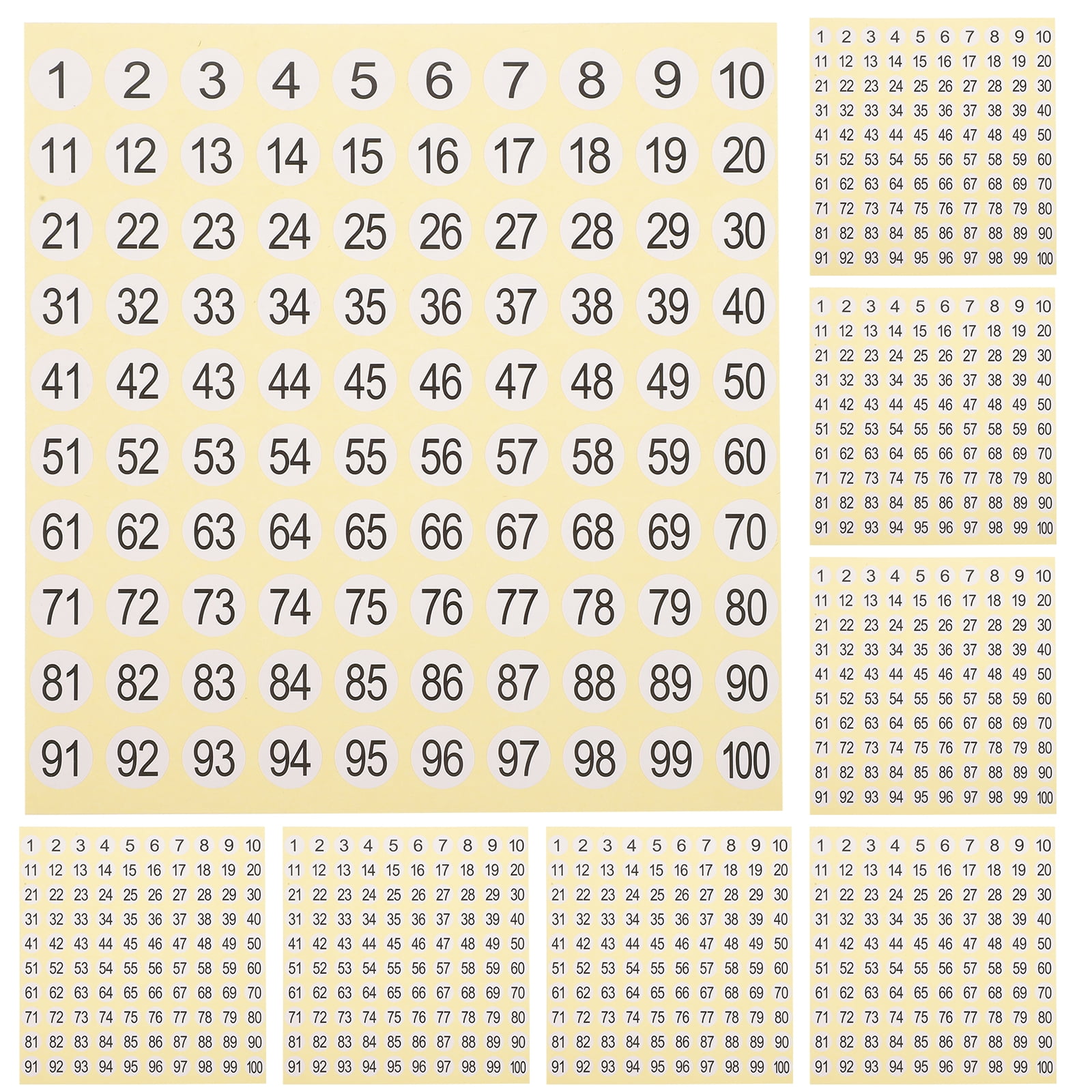 Masteelf 15 Sheets Small Number Stickers Round Number Sticker 1-100 ...