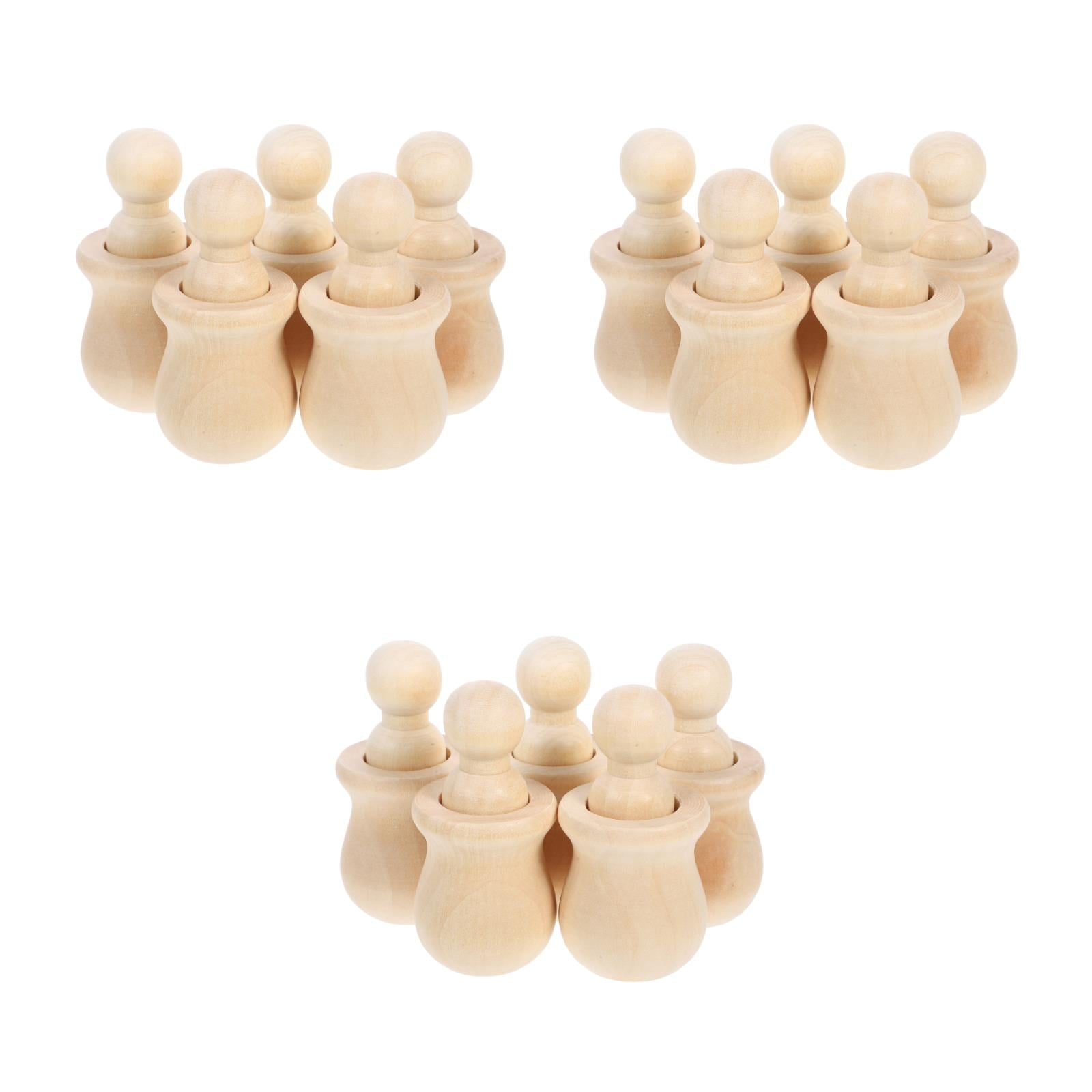 Masteelf 15 pcs Unpainted Wooden Peg Dolls Craft Dolls Wooden Peg Doll ...