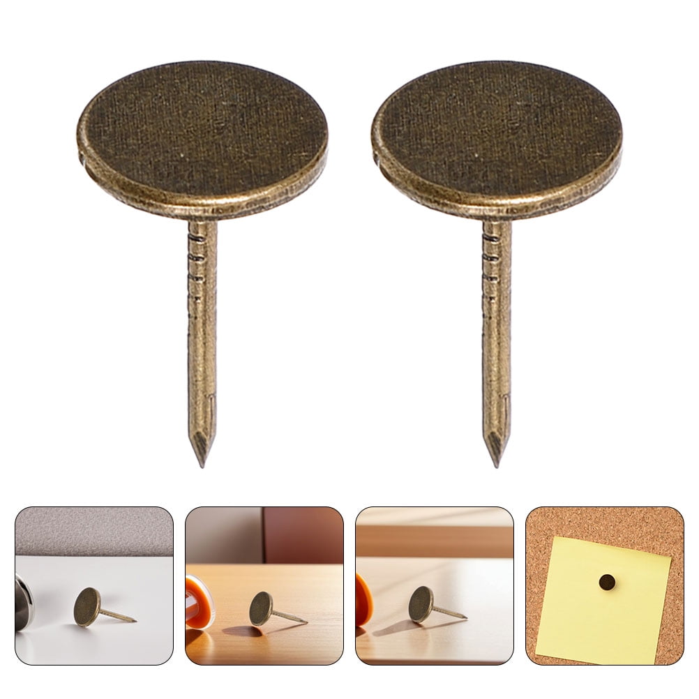 Masteelf 150 Pcs Long Thumb Tack Bronze Flat Head Pin Crafting Tacks ...