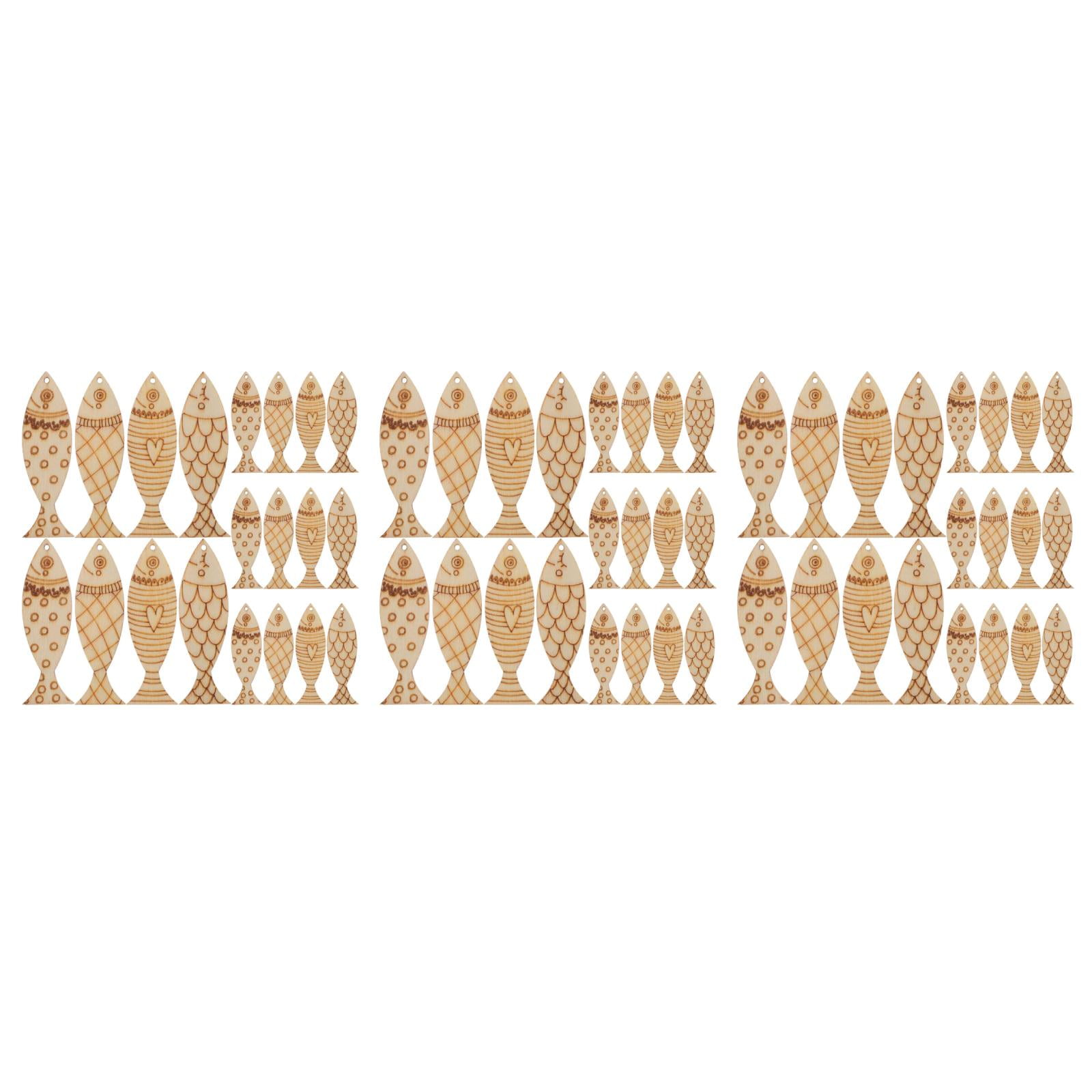 Masteelf 150 pcs Blank Fish Cutout Ornaments Wooden Fish Tags ...