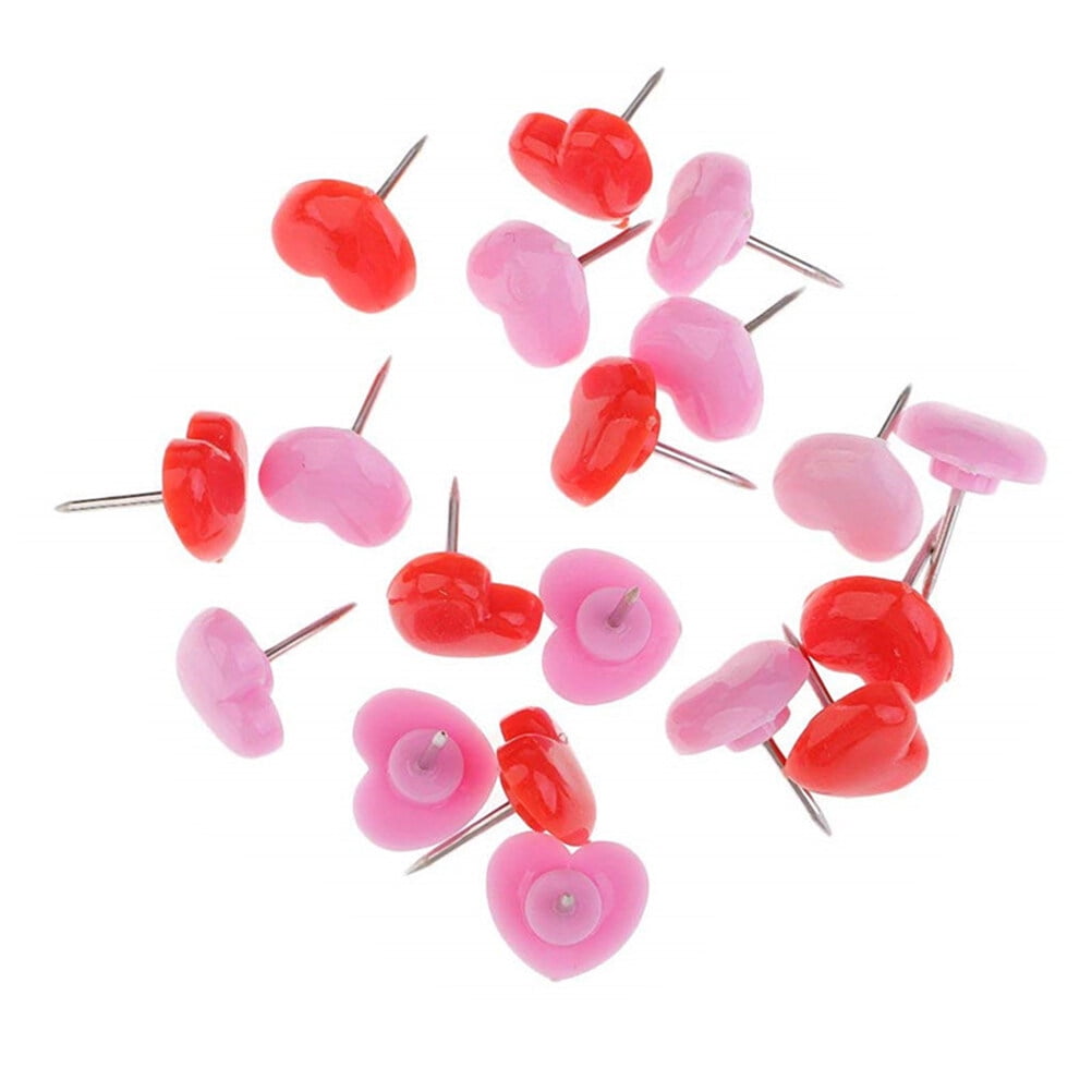 Masteelf 150Pcs Pink Plastic Push Pin for Map Marking Heart Shape ...