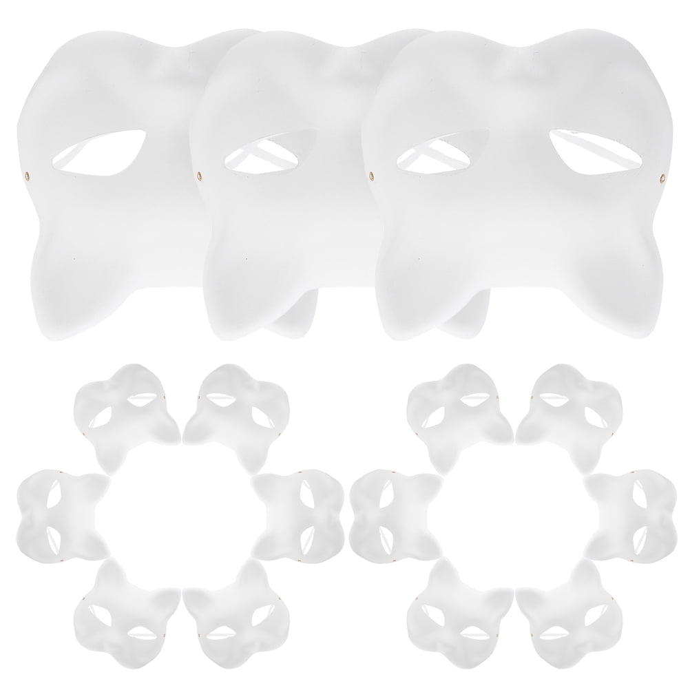 Masteelf 15pcs DIY Unfinished Cat Mask Set White Paper Blank Masks for ...