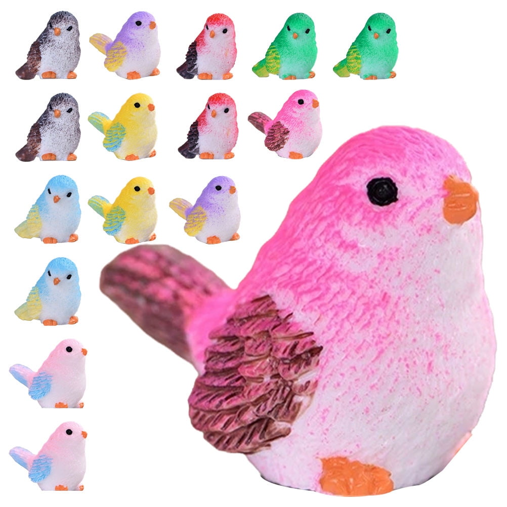 Masteelf 16 Pcs Miniatures Bird Ornaments Bird-shaped Shelf Decor 2.8X2 ...