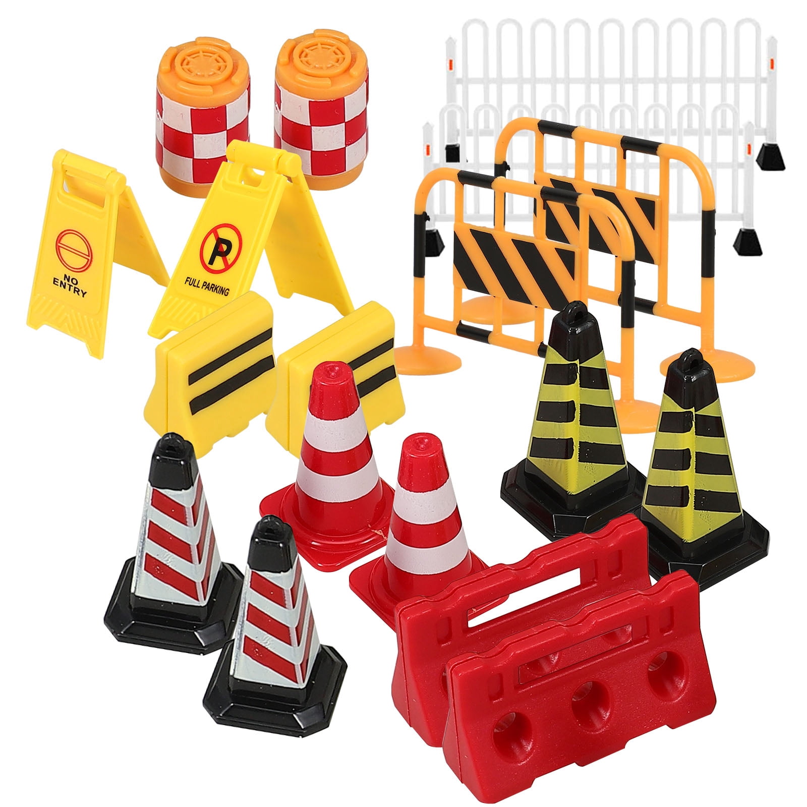 Masteelf 18 Pcs Toy Road Signs Traffic Scene Roadblock Toys Barricade ...