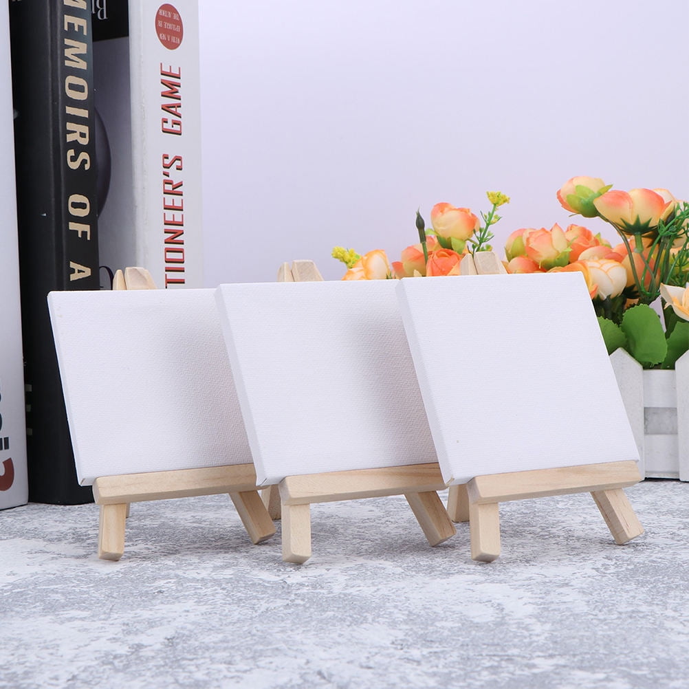 Masteelf 18 Sets Canvases Wooden Easel Set Mini Easels Child 2X7.5X12 ...