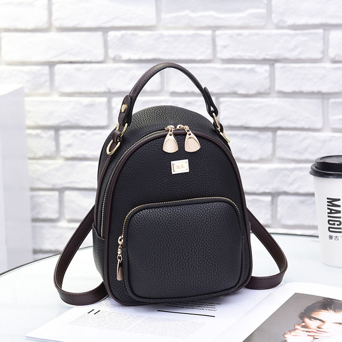 Masteelf Mini PU Backpack Small Casual Daypack Shoulder Bag Handbag for ...