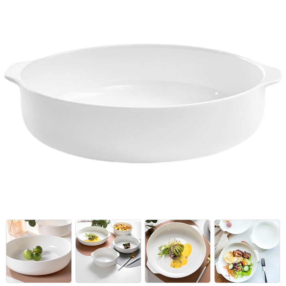 CTIRCHIU Round White Ceramic Pie Pan For Restaurant Serving Chicken ...