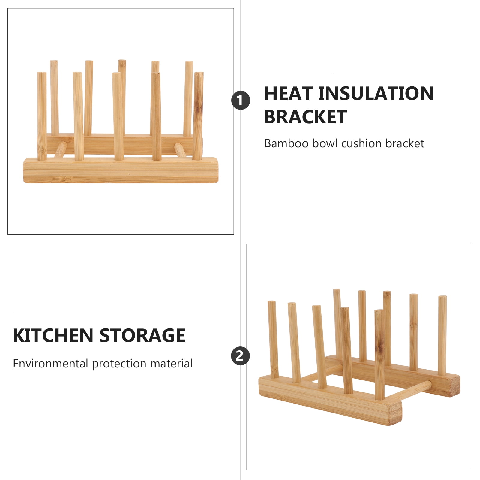 Masteelf 1Pack Rectangular Bamboo Dishes Holder For Cooking In ...