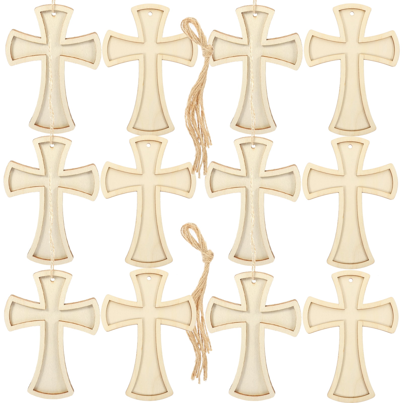 Masteelf 1Set Unfinished Cross Wood Pieces DIY Blank Wood Slices Wooden ...