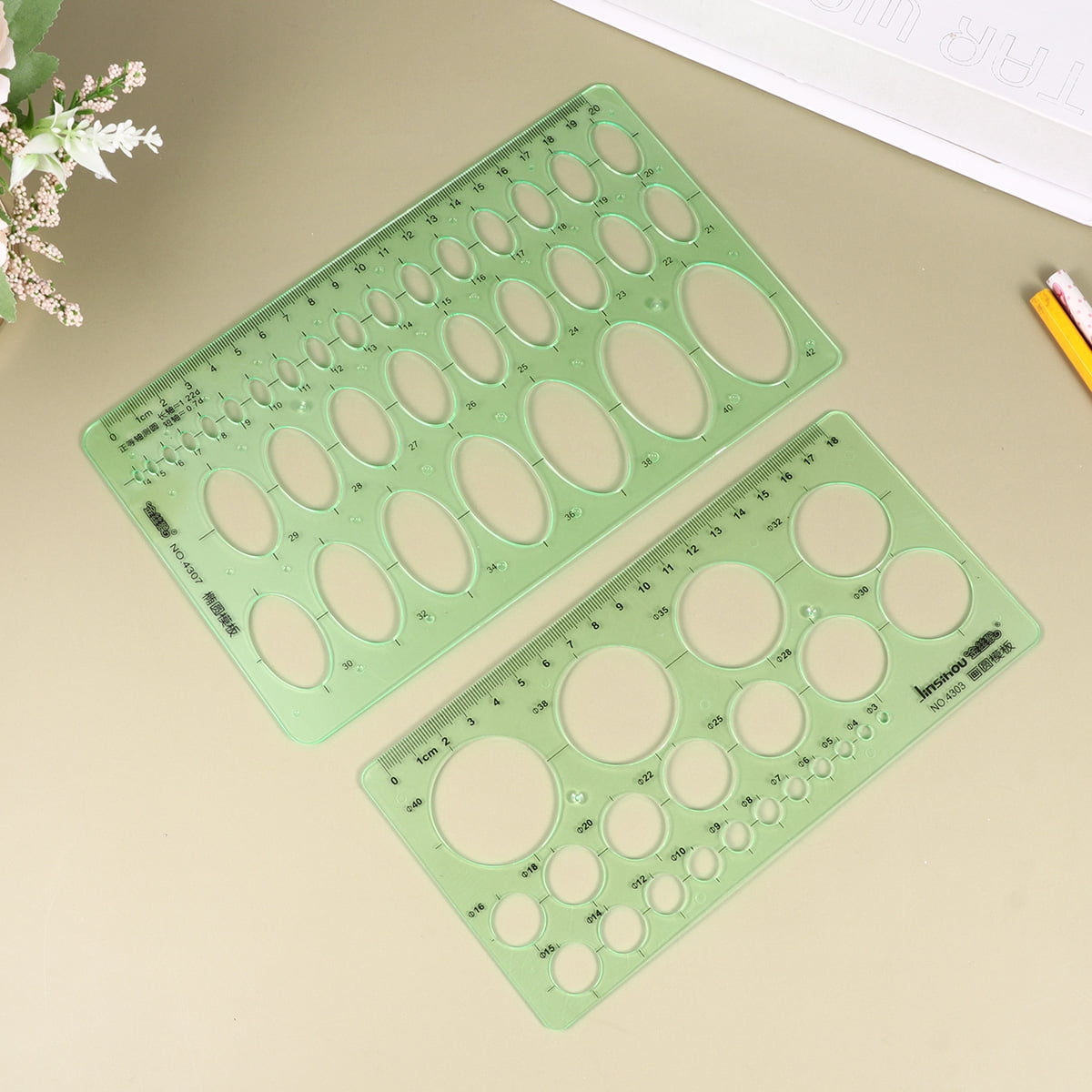 Masteelf 2 PCS Drawing Stencils Engineering Template Ruler Geometric ...