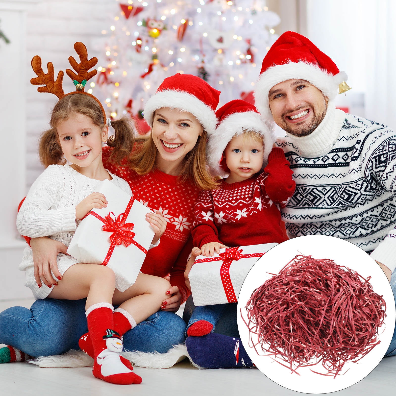 Masteelf 2 Packs Gift Filling Packaging Accessories Glitter Raffia ...