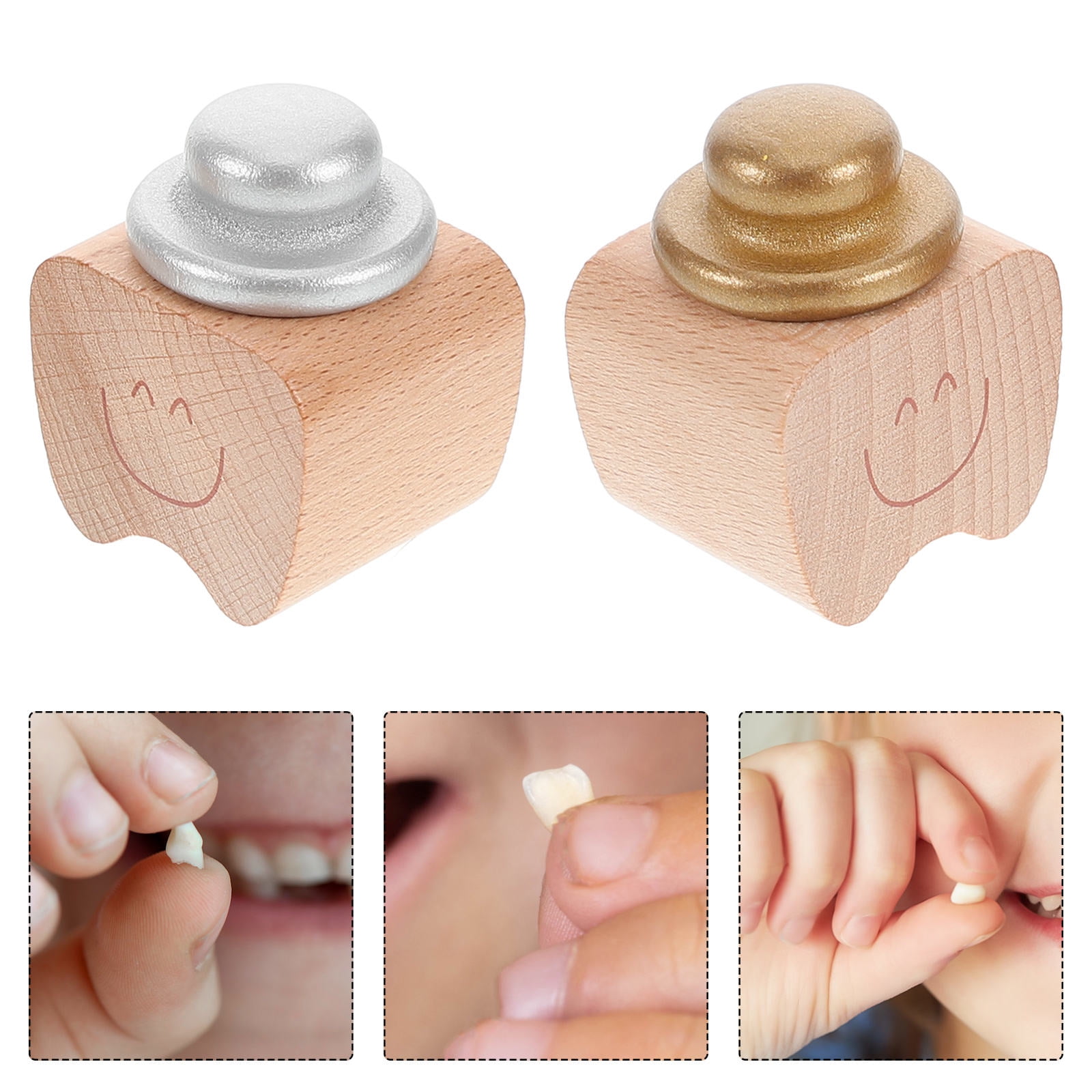 Masteelf 2 Pcs Baby Teeth Storage Box Keepsake Cartoon Wooden Tooth ...