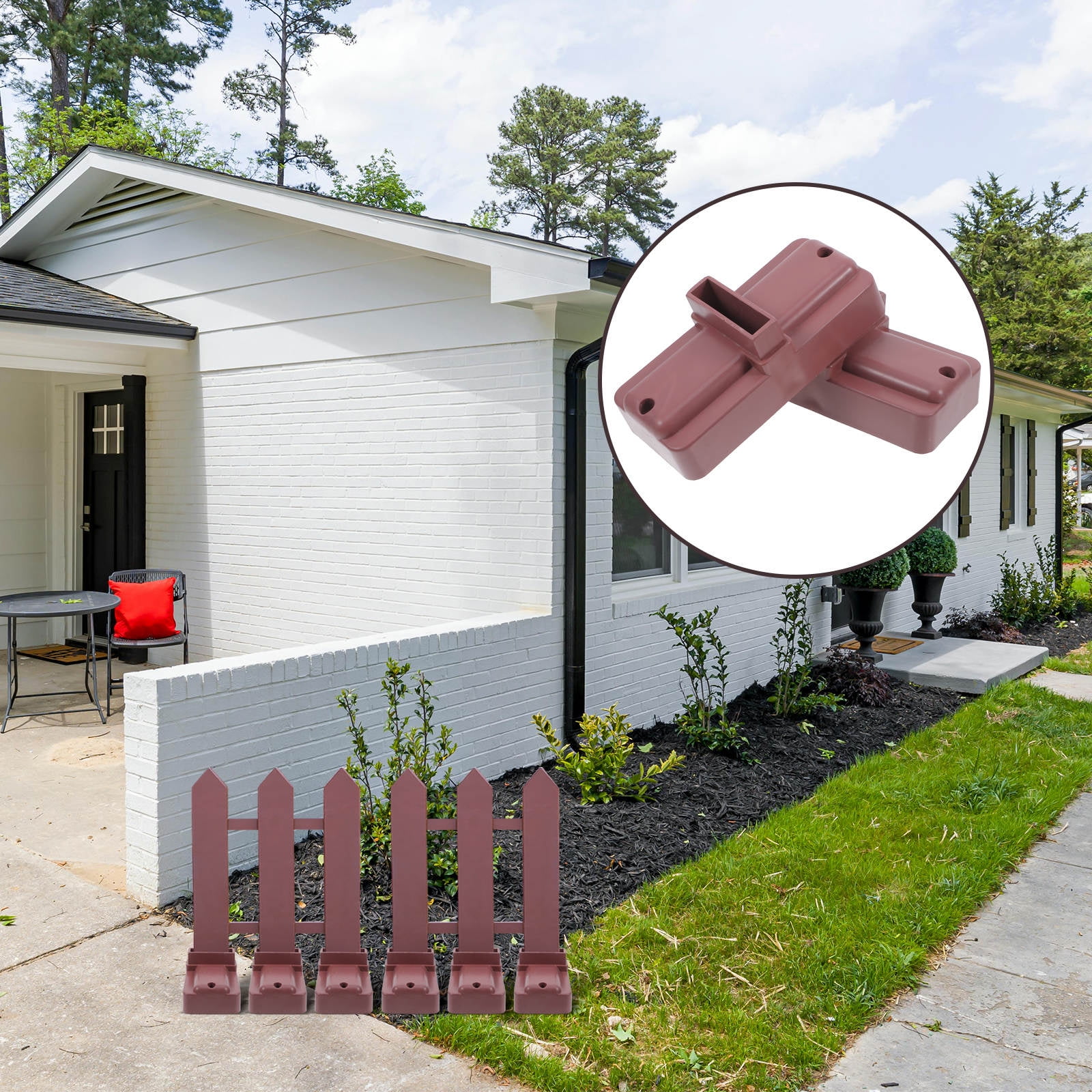 Masteelf 2 Pcs Fixing Tool for Divider Border Fence Post Base Coffee ...