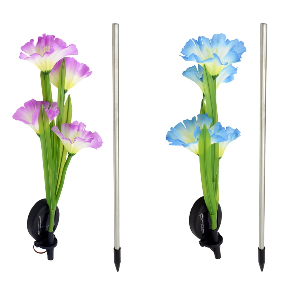 Masteelf 2 Pcs Solar LED Flower Light Tiki Lights Outdoor Pathway Wall ...