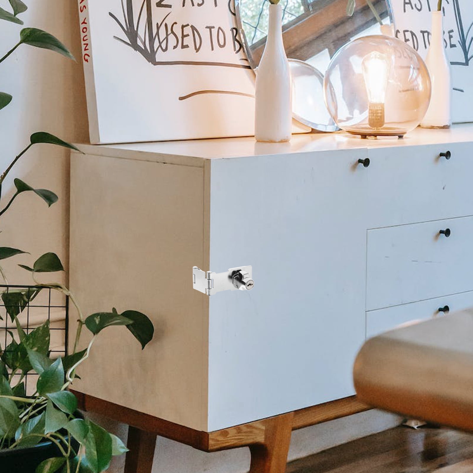 HEATSHAKING 304 Stainless Steel Keyed Hasp Lock Latch 2 Sets 4.91X1 ...