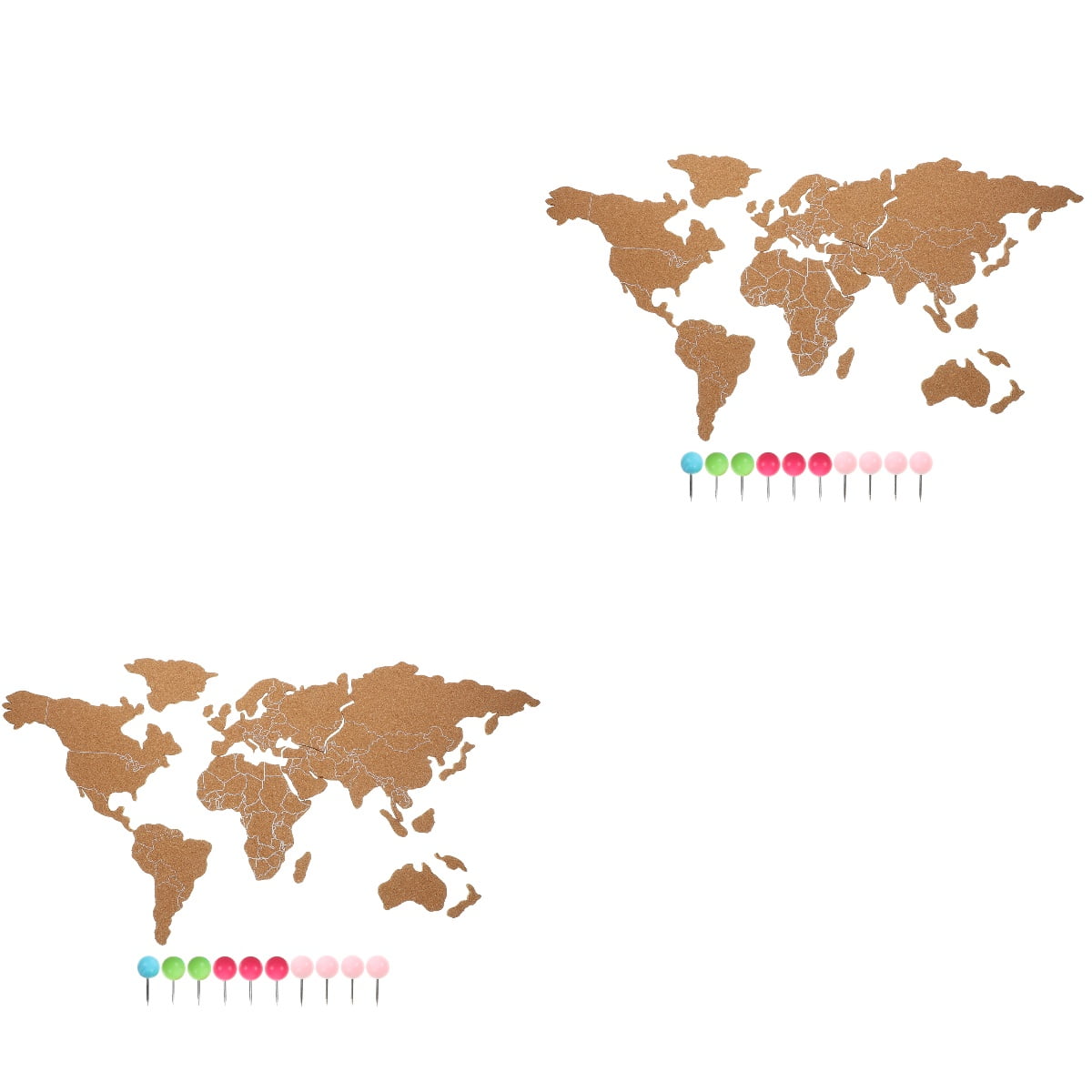 Masteelf 2 Sets Rustic Cork Board World Map Wooden Home Wall World Map ...