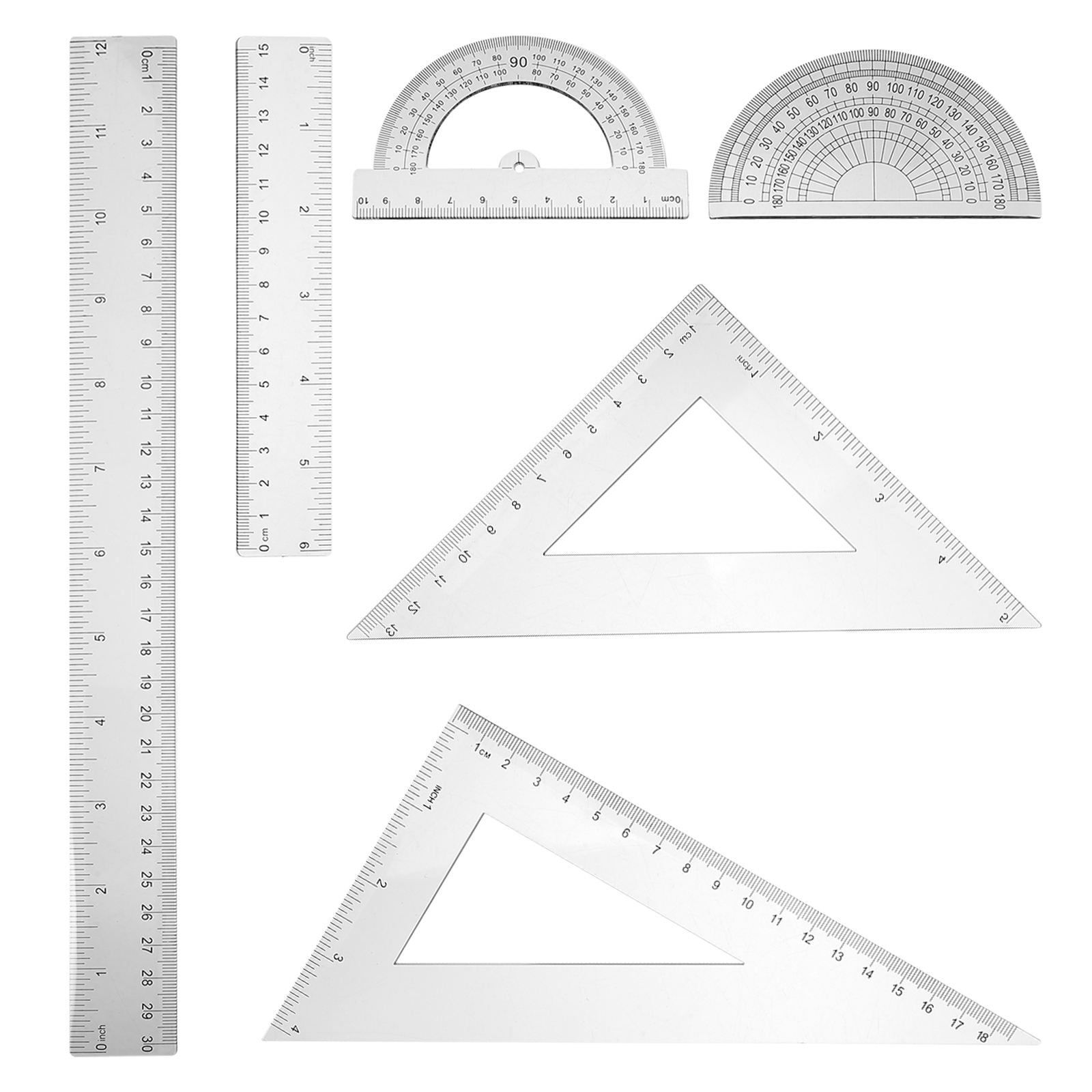 Masteelf 2 Sets of Geometry Ruler Set Protractor Student Drafting Ruler ...