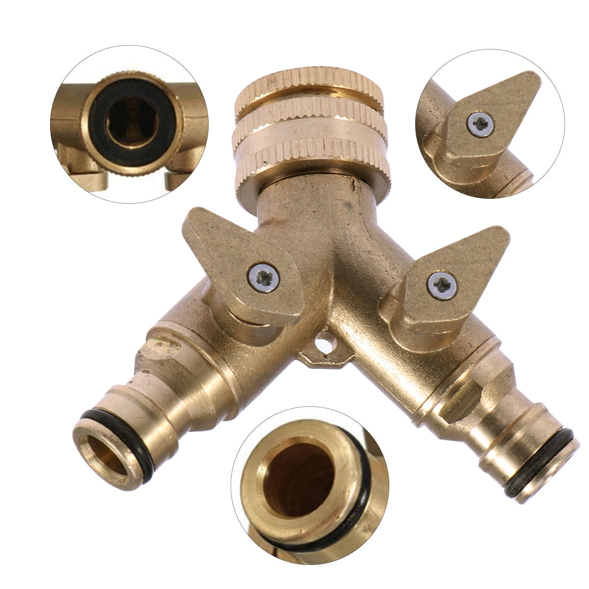 Masteelf 2 Way Double Garden Tap Connector Adaptor Solid Brass ...