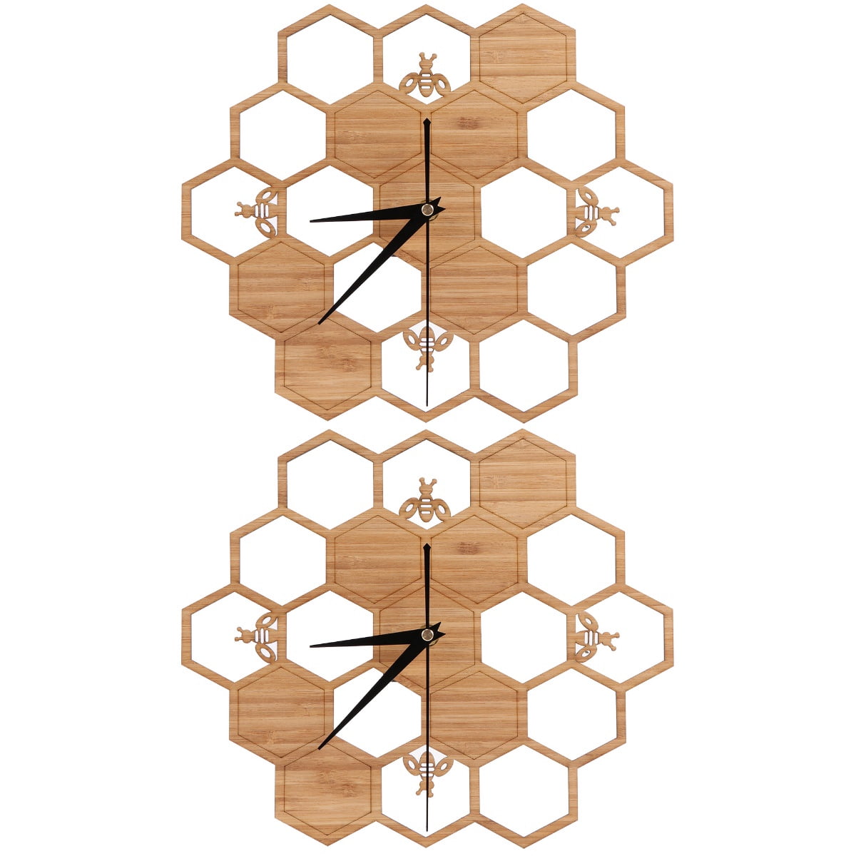 Masteelf 2 pcs Beehive Design Clock Wooden Wall Clock Room Hanging ...