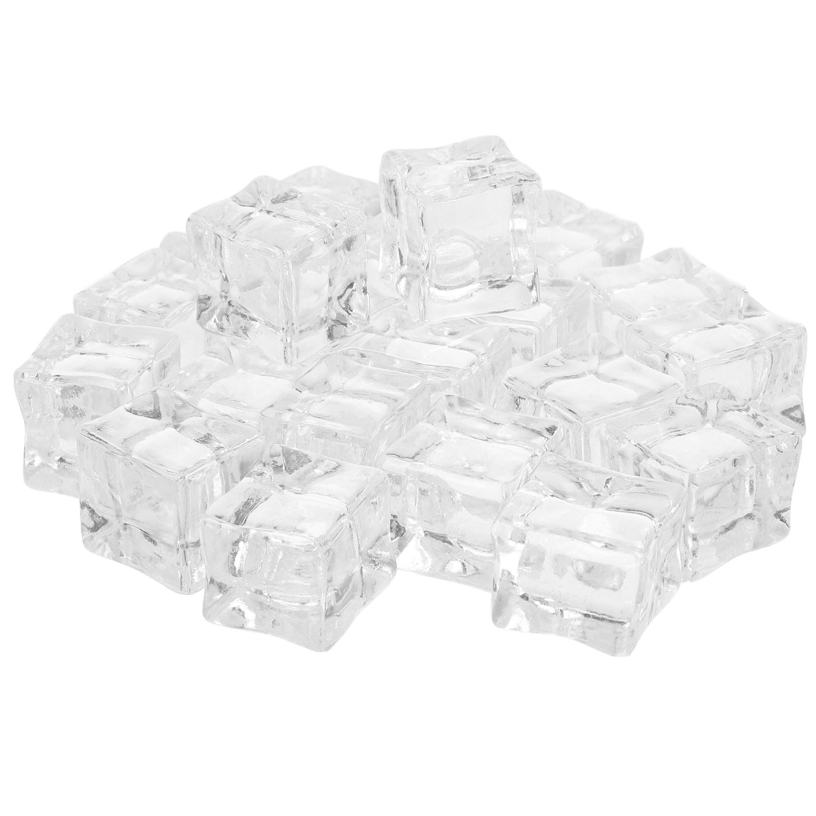 Masteelf 20 Pcs Clear Fake Ice Cubes Plastic Ice Cubes Acrylic Clear ...