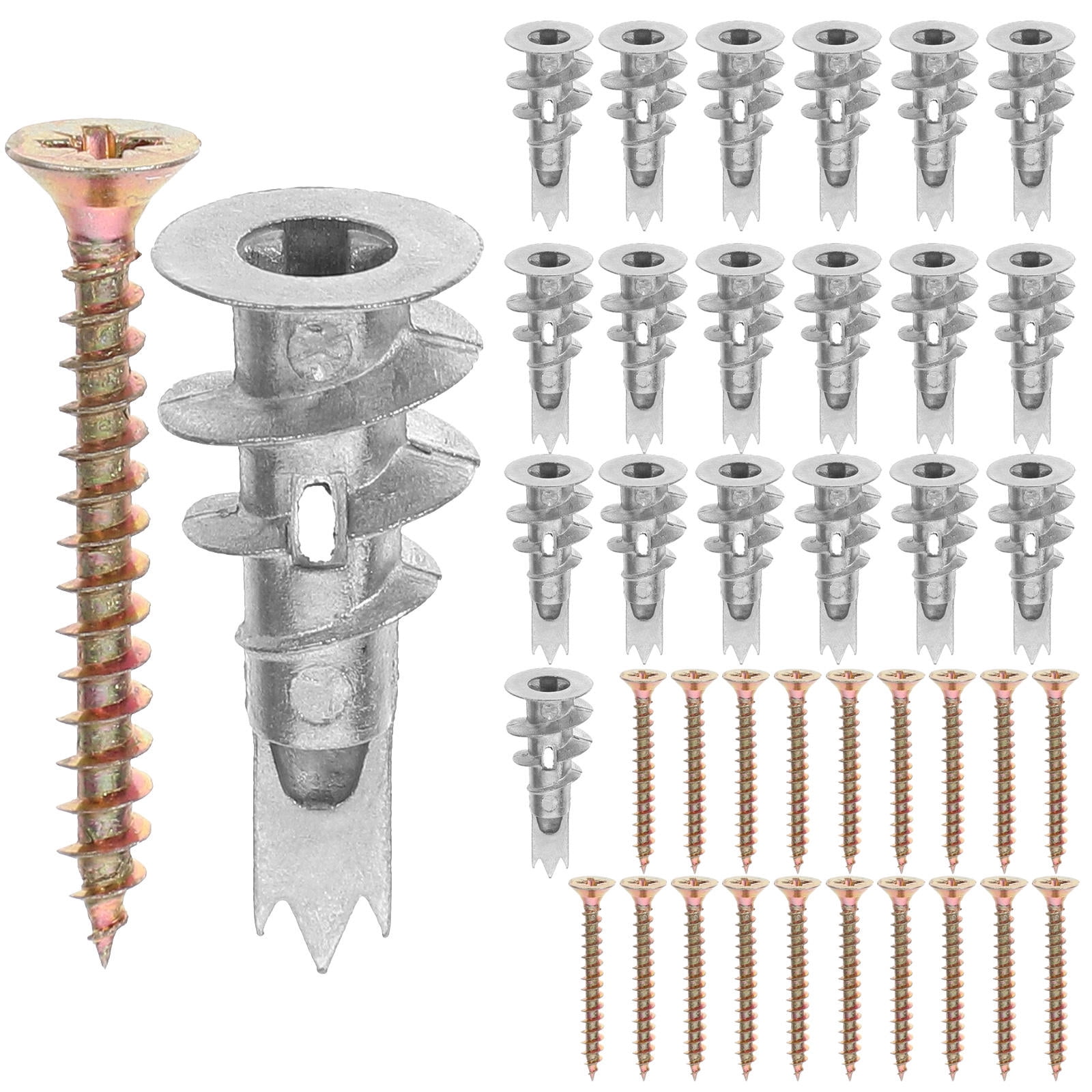 Masteelf 20 Sets Spiral Expansion Plug Drilling Drywall Anchors Self ...