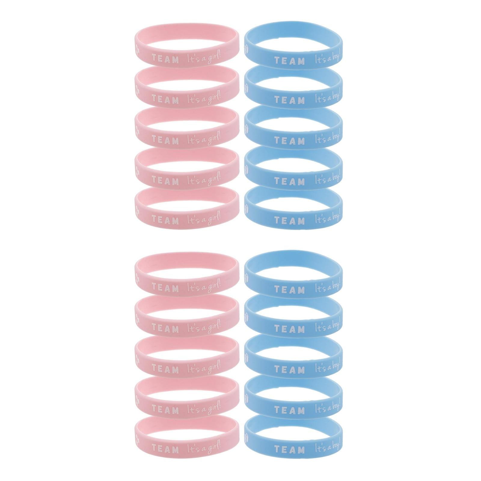 Masteelf 20 pcs Boys Or Girls Gender Reveal Silicone Wristbands Team ...