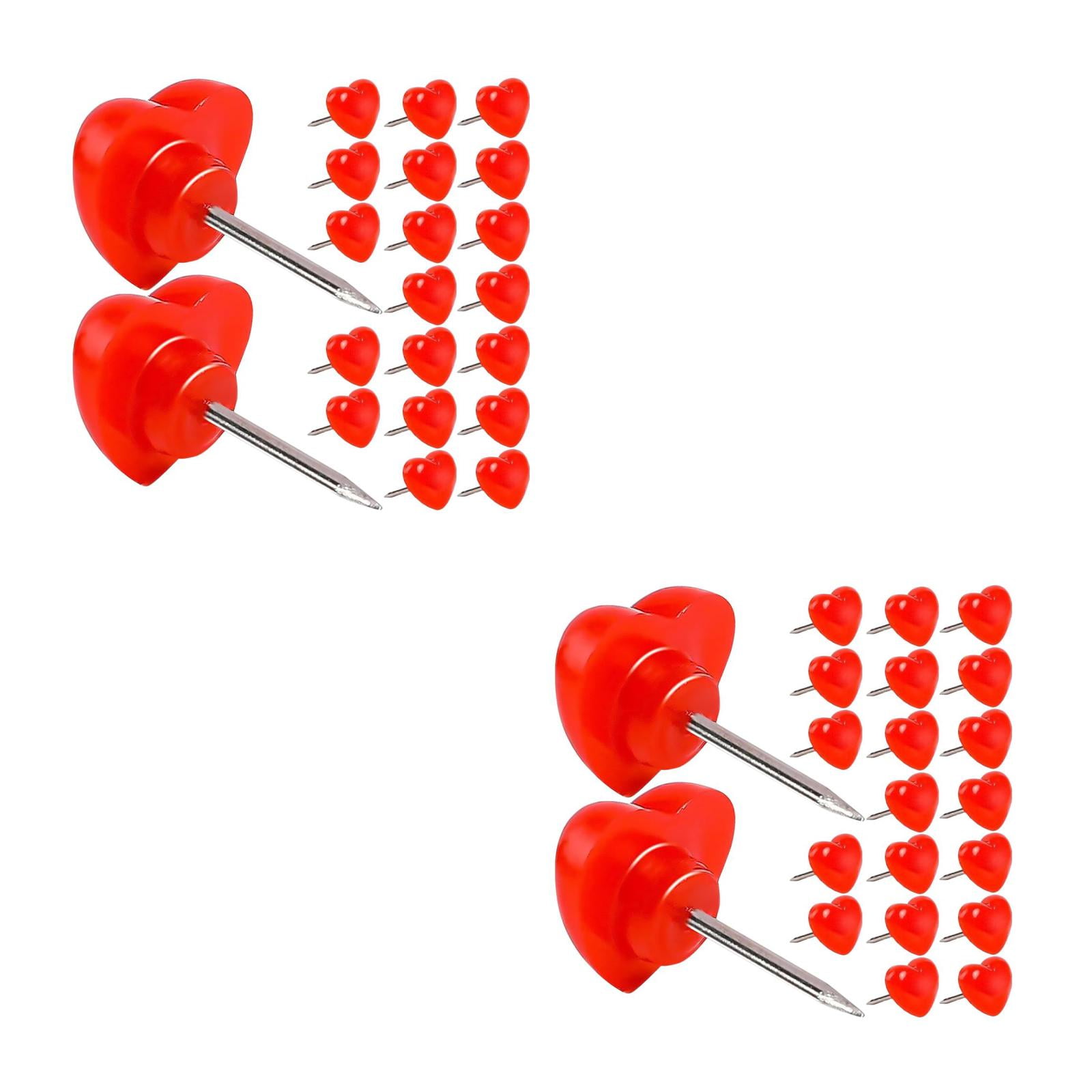 Masteelf 200 Pcs Cute Red Heart Push Pins Decorative Thumbtacks Cork ...