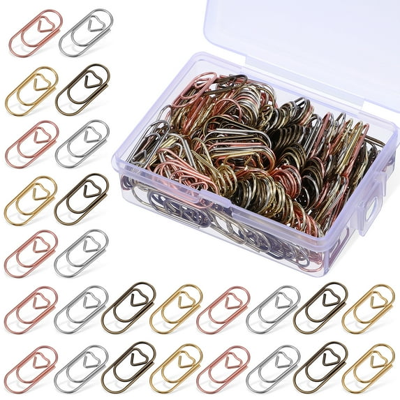 Masteelf 200 Pcs Heart Paper Clips Paperclips Binder Clips Small Paper ...