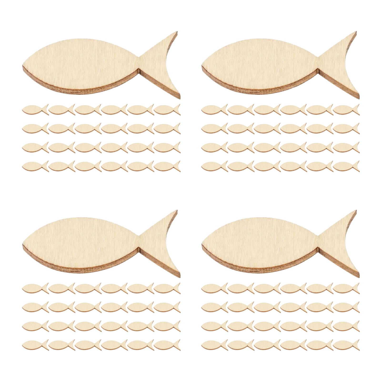Masteelf 200 Pcs Unfinished Wooden Fish Shaped Cutout for DIY Crafts ...