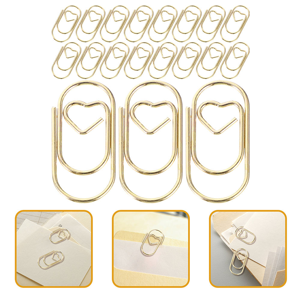 Masteelf 200pcs Paper Clips Love Heart Shaped Paperclips Steel Paper ...