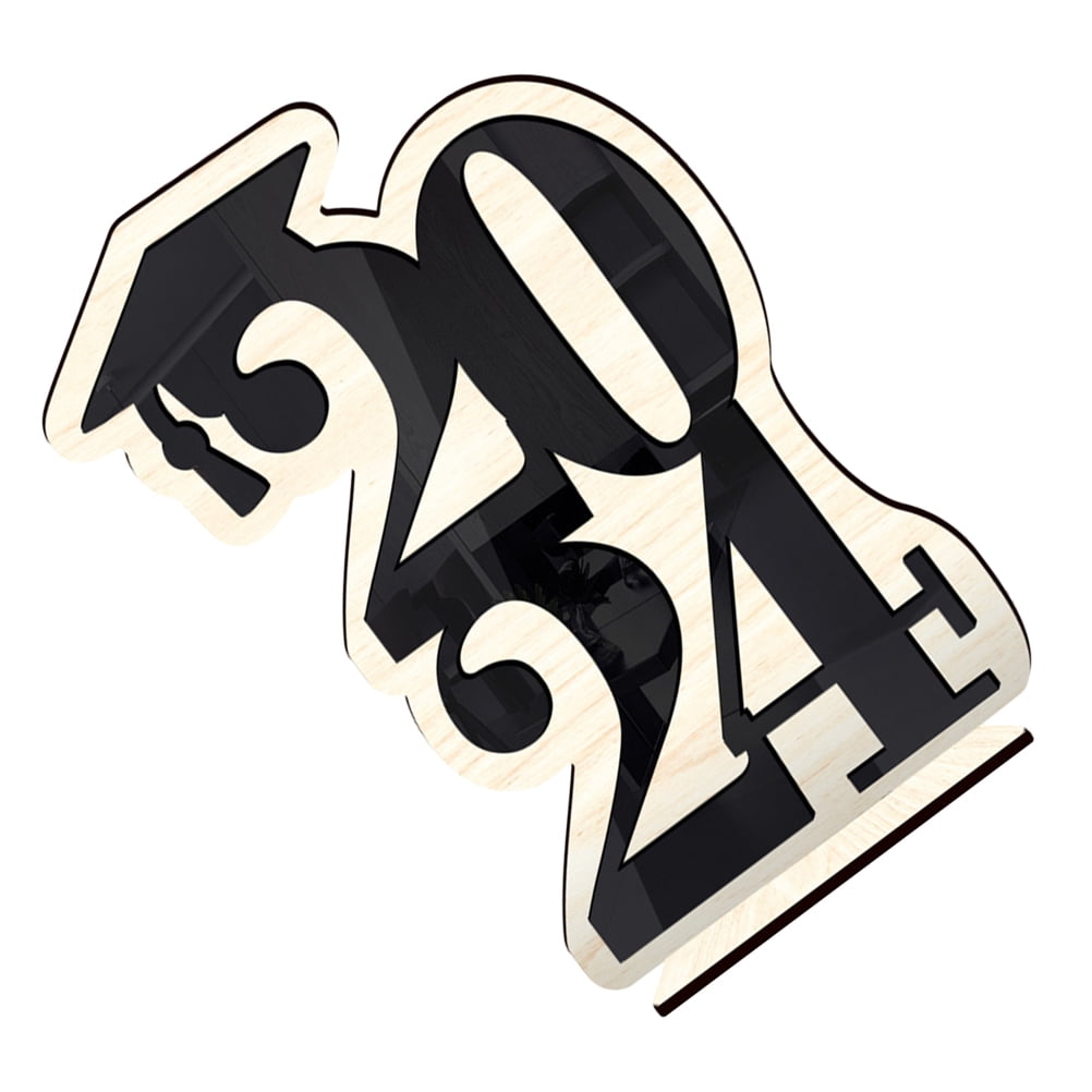 Masteelf 2024 Wooden Sign Decoration for Graduation in Black, Tabletop ...