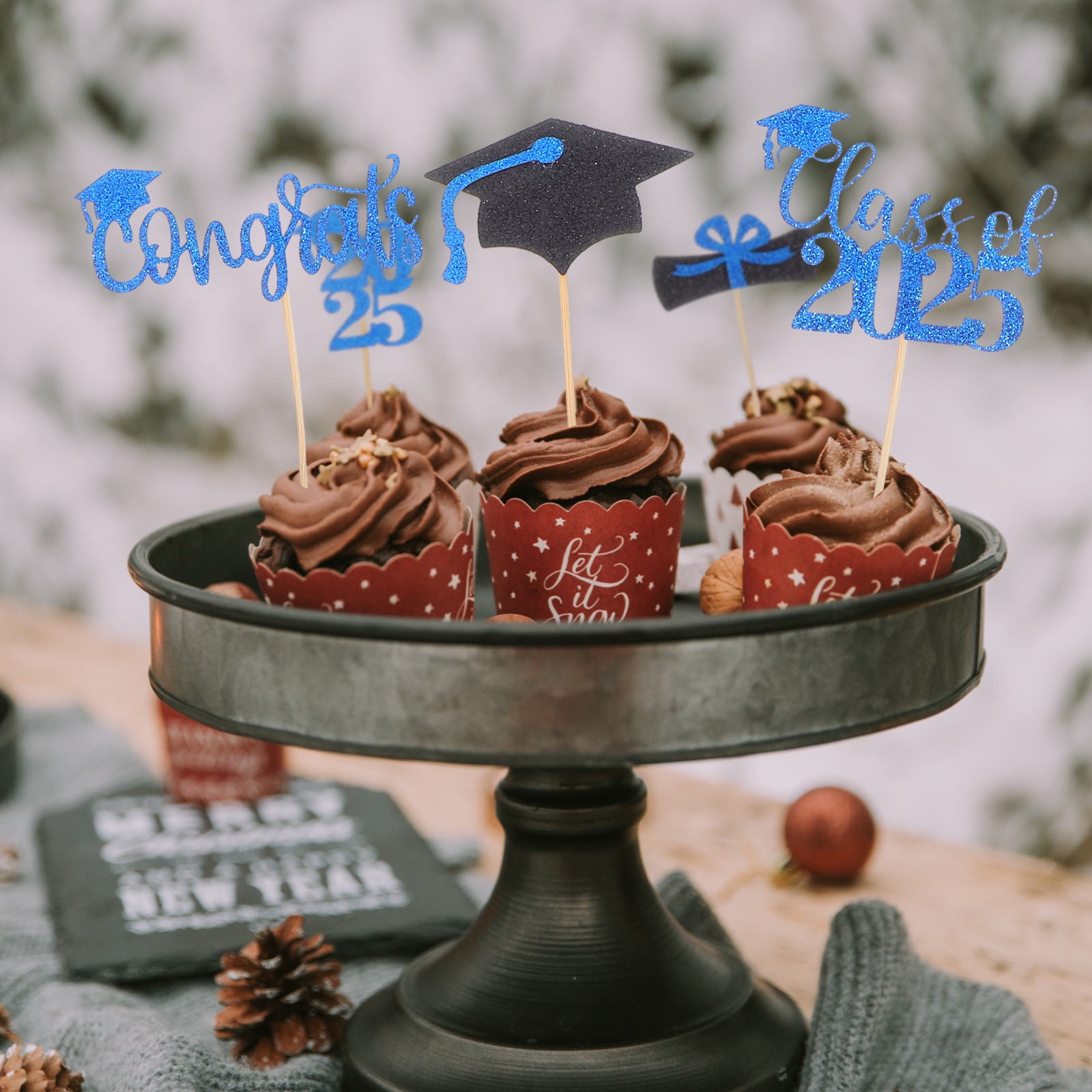 Masteelf 2025 Graduation Cake Toppers Blue Unique Design Easy to Use ...