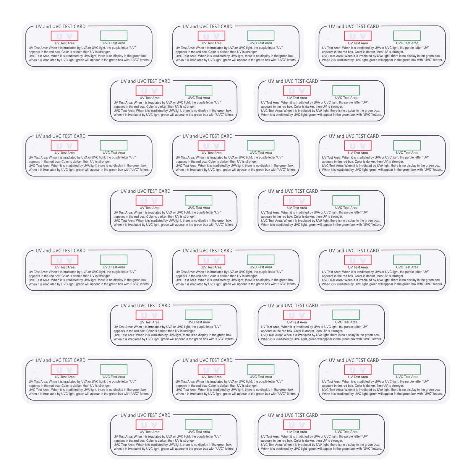 Masteelf 20pcs Light Test Cards For Uva And Detection Wavelength ...