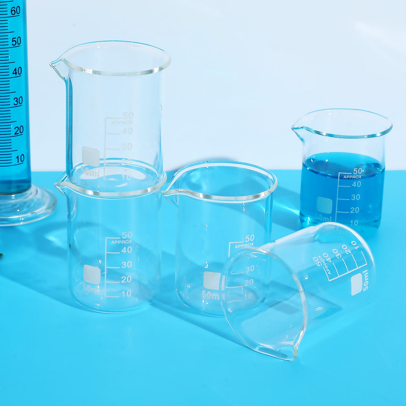 Masteelf 20pcs Transparent Graduated Beakers Clear Measuring Cups Glass Laboratory Supplies 50ml ...