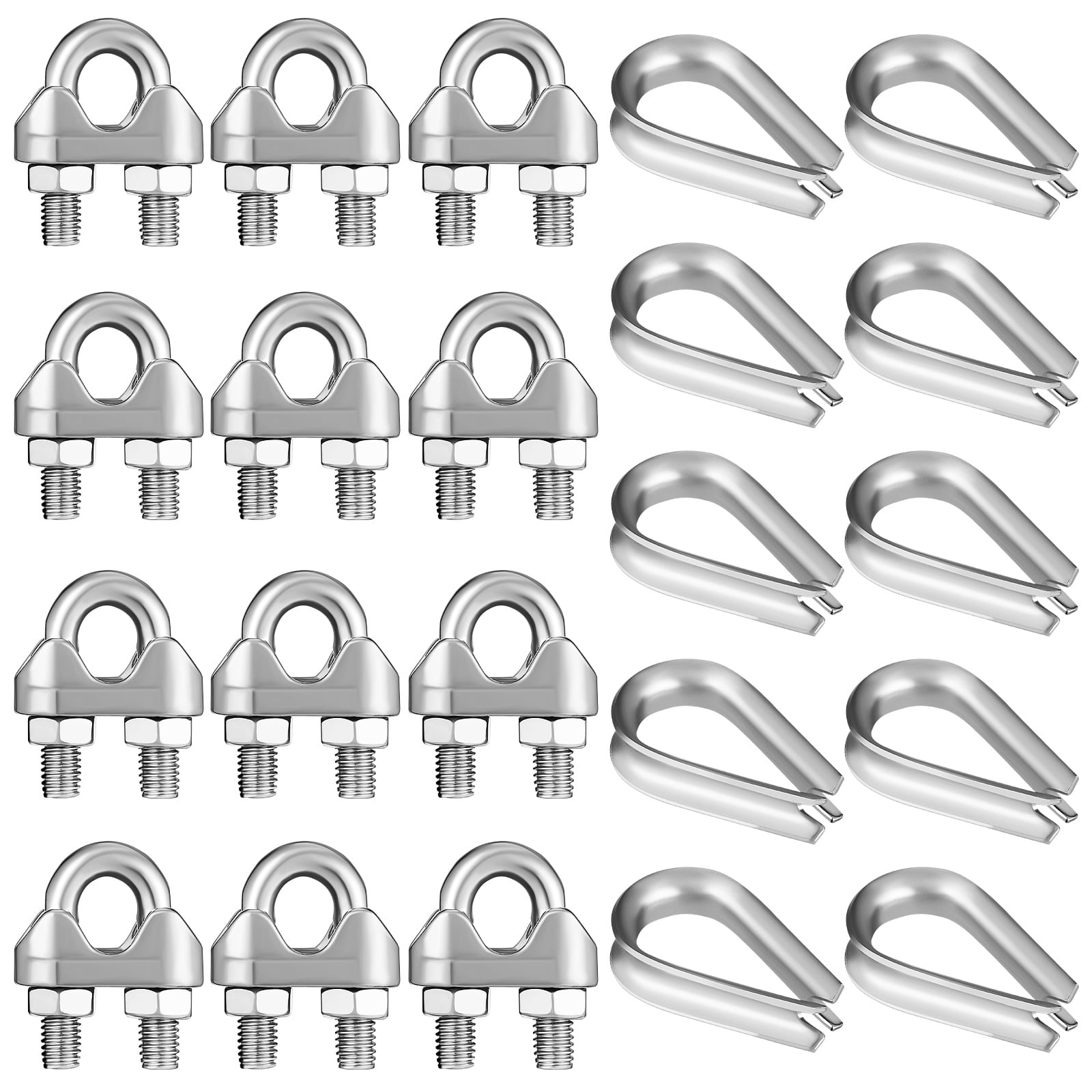 Masteelf 22 Pcs Wire Clamps Cable Clamp Rope Clips Stainless Steel Wire ...
