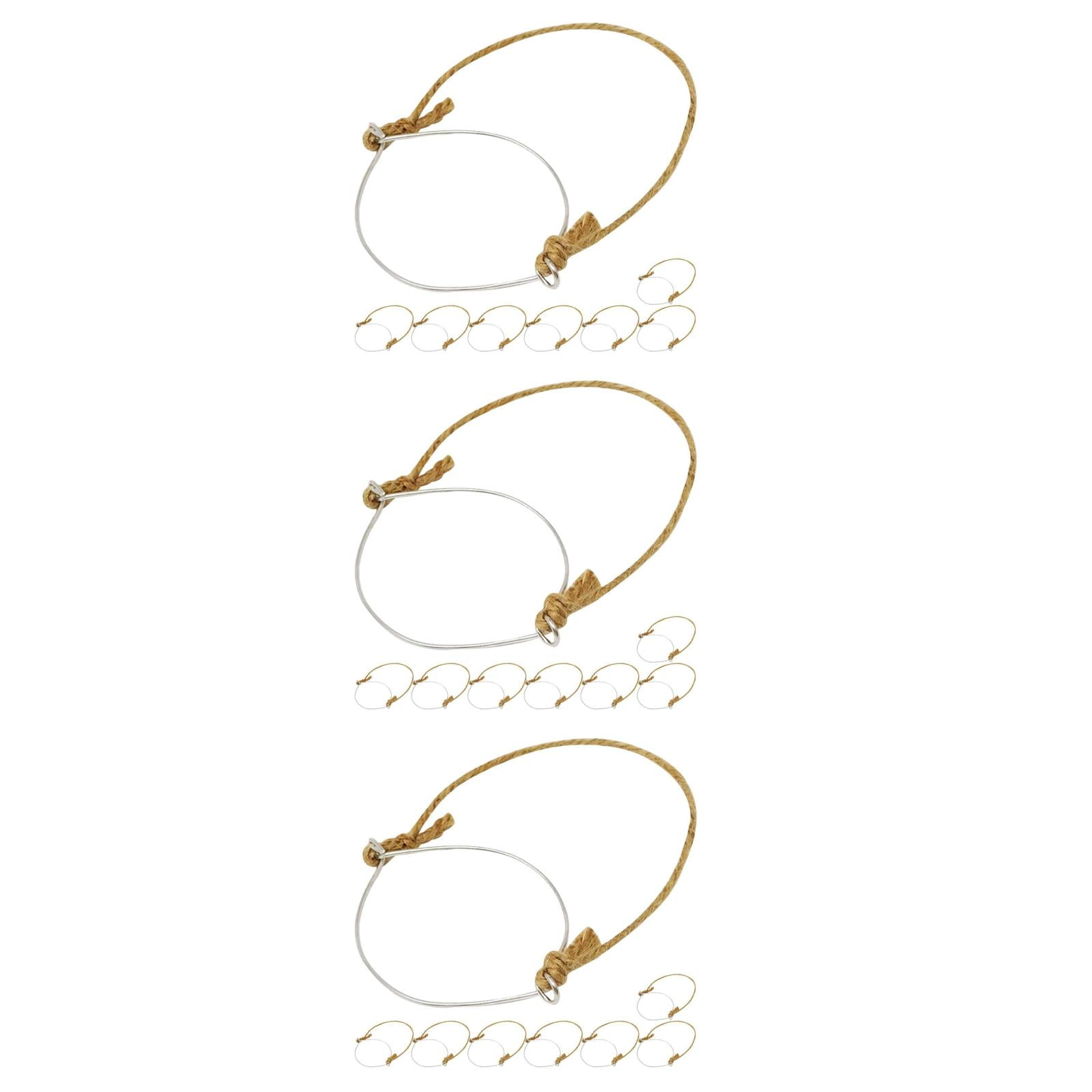 Masteelf 24 Pcs Stainless Steel Wire Handles Jute Rope Hanger for Mason ...