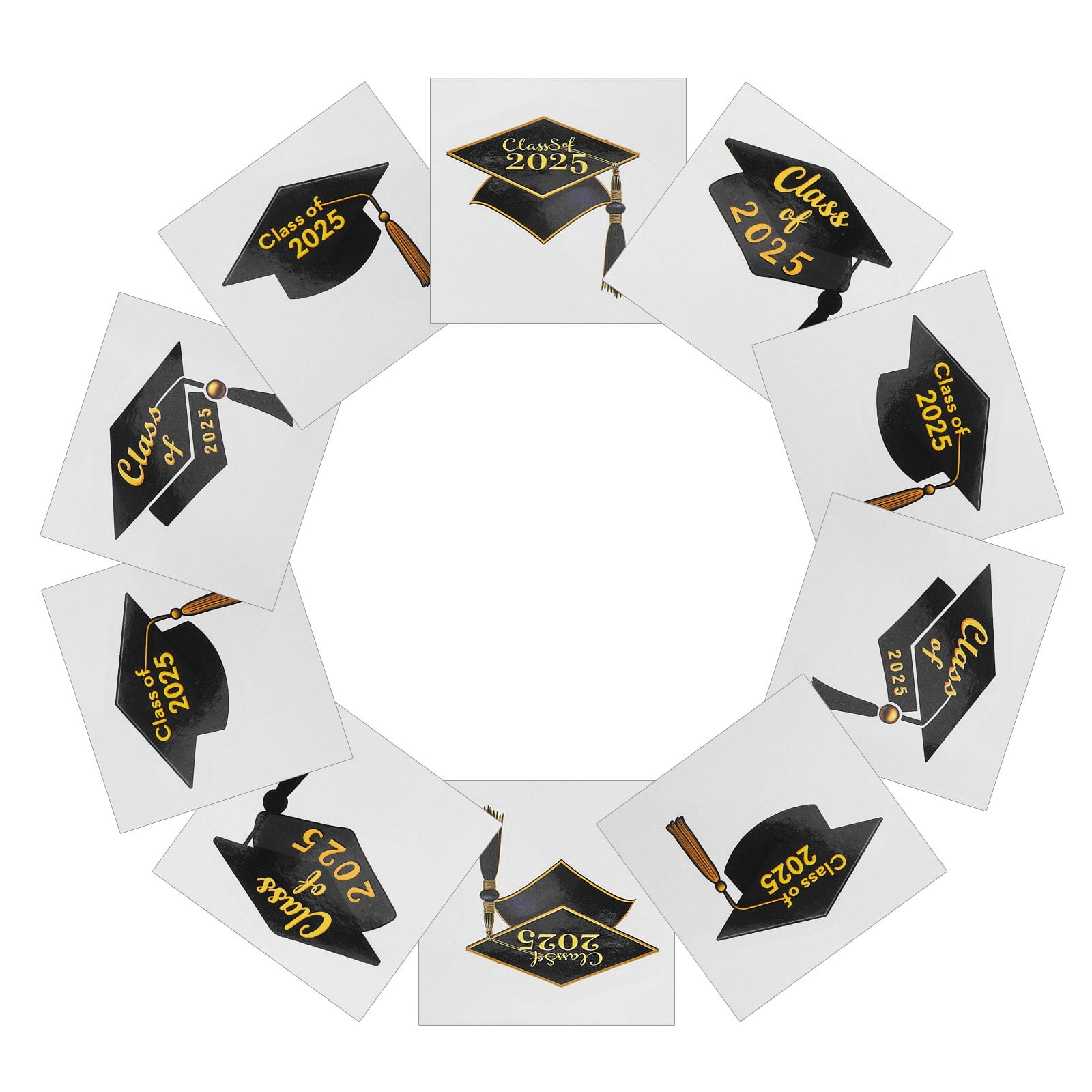 Masteelf 24pcs Graduation Cap Sticker Grad Hat Paper Decal Black Gold ...