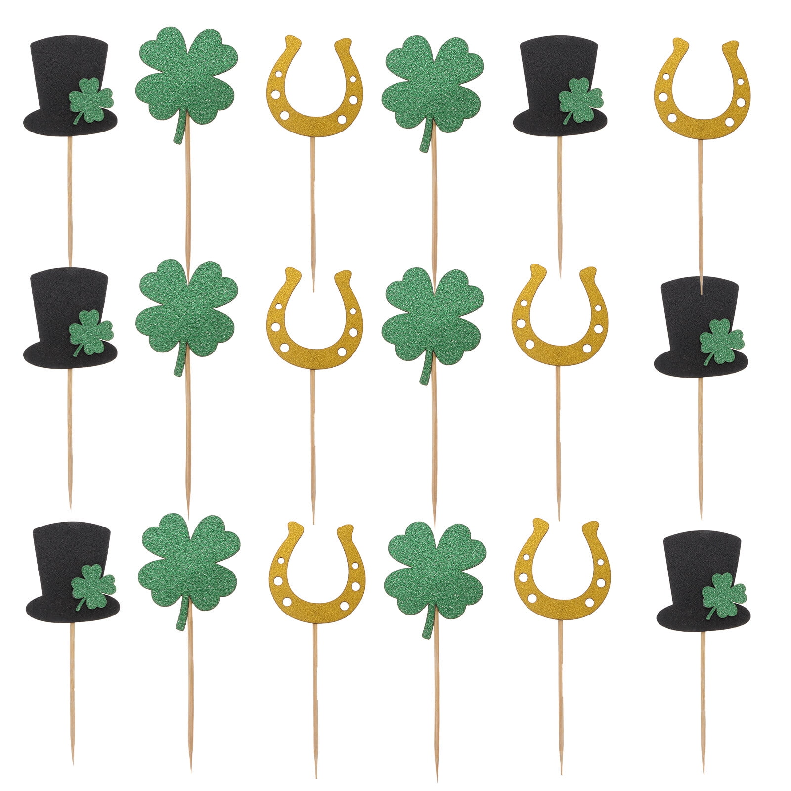 Masteelf 24pcs St Patricks Day Cupcake Toppers Shamrock Leprechaun Hats ...
