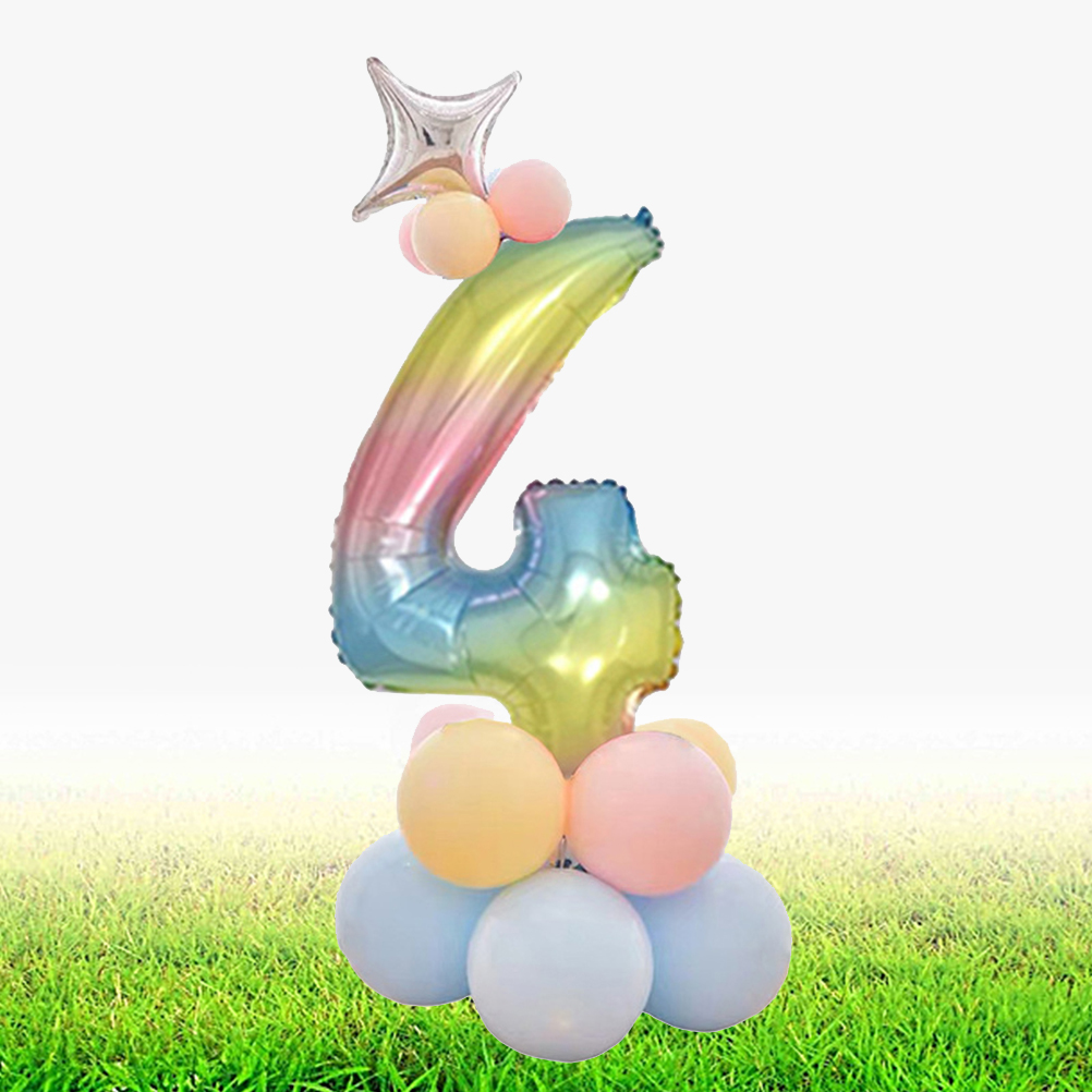 Masteelf 25 Pcs Gradient Digital 4 Balloons Kit Birthday Party Aluminum ...