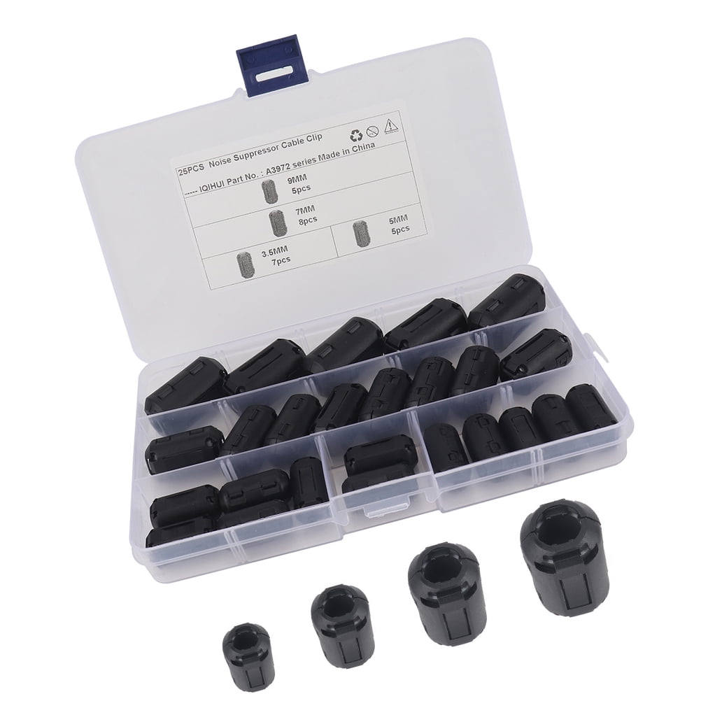 Masteelf 25 Pcs Noise Filter Ferrite Core Cable Clip for High Black ...