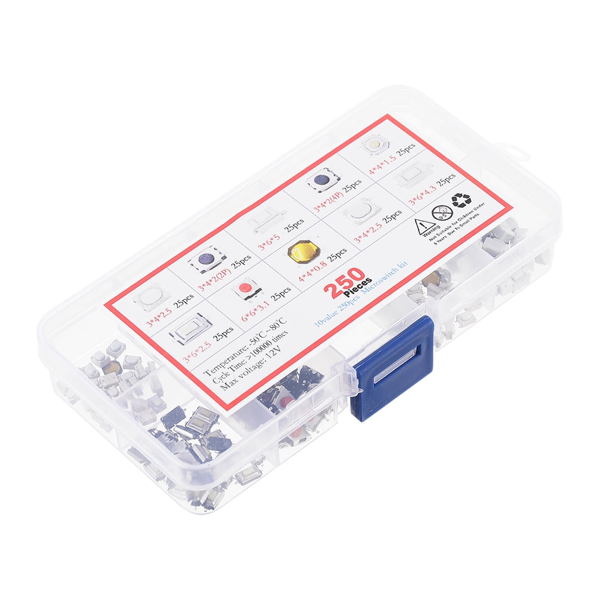 Masteelf 250 Pcs Push Button Switch Push Button Momentary Switch Man 0.6X0.6cm - Walmart.com