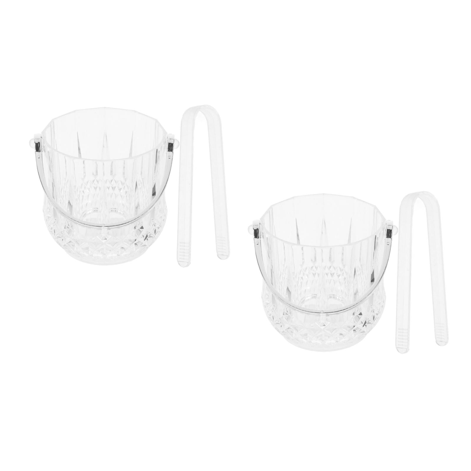 Masteelf 2pcs 1150 ml Acrylic Ice Bucket With Tongs Clear Plastic Ice ...