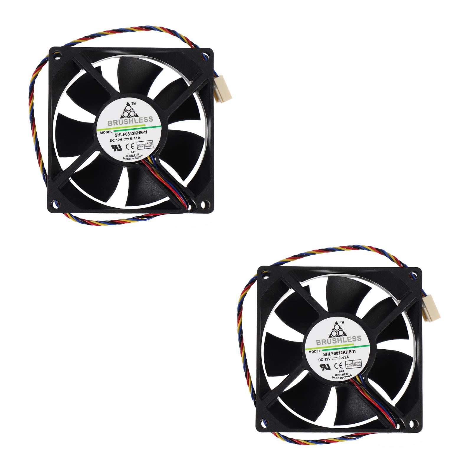 Masteelf 2pcs 4-wire 12V 0.41A Radiator Computer Cooling Fan Large Air ...