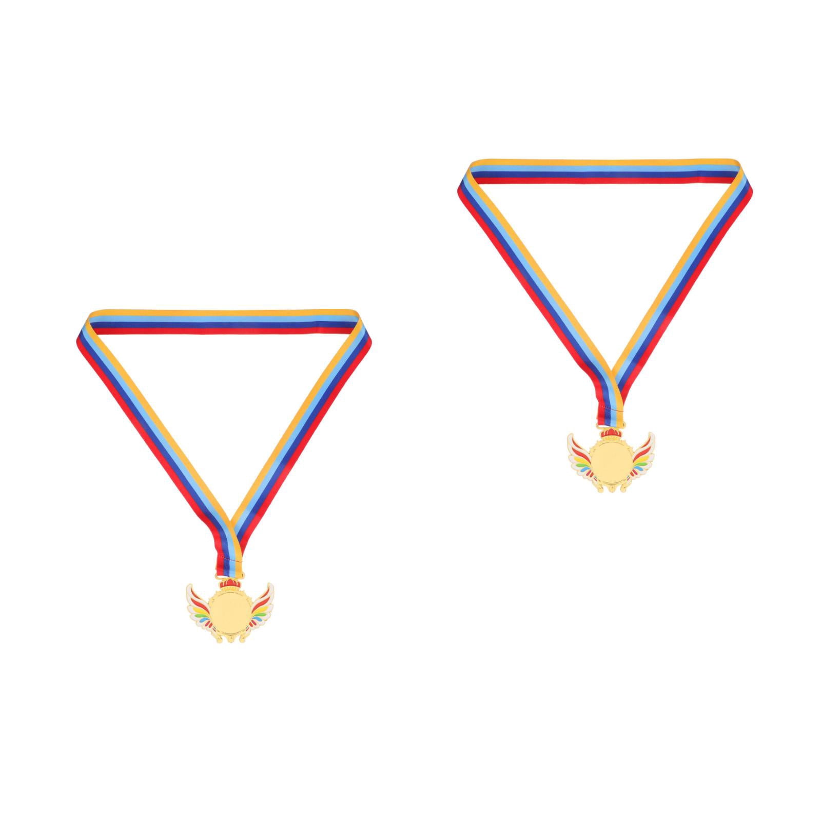 Masteelf 2pcs Award Medal With Neck Ribbon For Kids Sports Events ...