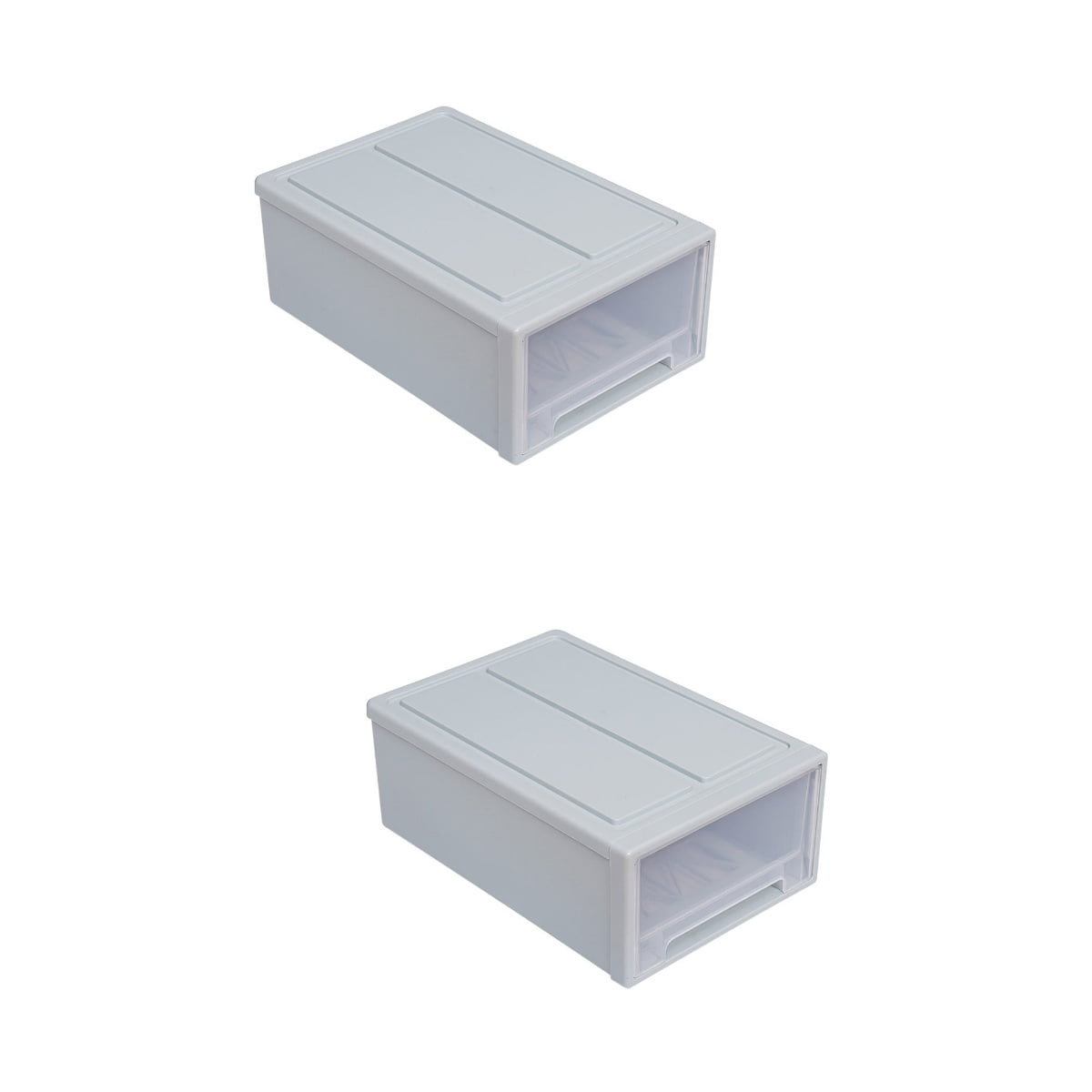 Masteelf 2pcs Blue Shoe Boxes Stackable Shoe Storage Organizer Drawer ...