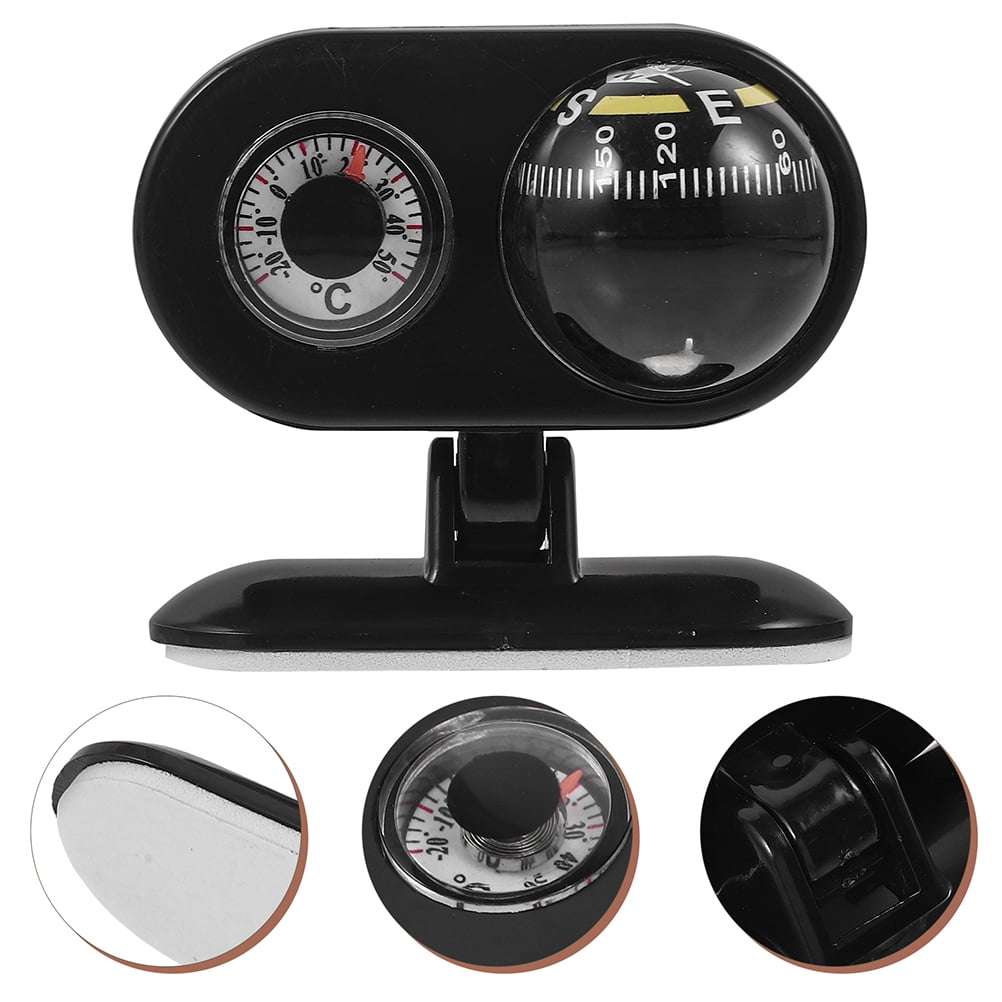 Masteelf 2pcs Car Compass and Thermometer Adjustable Dash Mount Compass ...