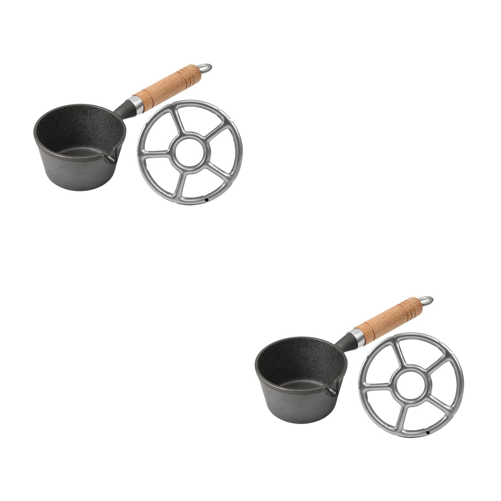 Masteelf 2pcs Cast Iron Mini Frying Pan Egg Skillet With Wooden Handle ...